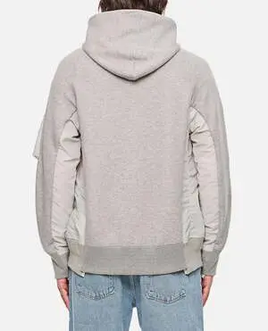 Sacai Terry Sweatshirt With Twill And Nylon Hood