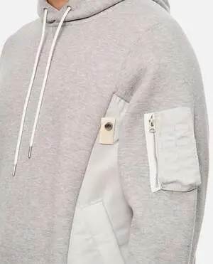 Sacai Terry Sweatshirt With Twill And Nylon Hood