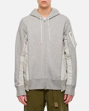 Sacai Sweatshirt With Nylon Twill Hoodie - Multicolor