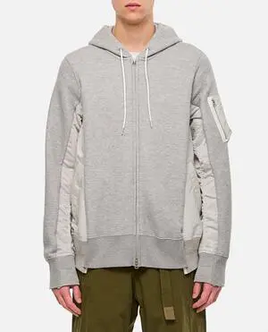 Sacai Sweatshirt With Nylon Twill Hoodie - Multicolor