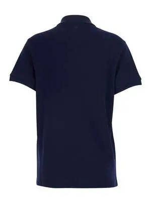 AMI Paris Polo Shirt With Classic Collar And Adc Embroidery On The Front In Blue Cotton For - Multicolor