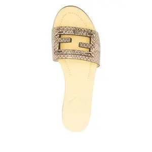 Fendi Snakeskin Leather Sandals - Yellow