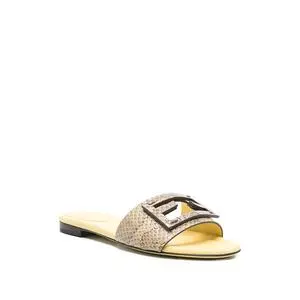 Fendi Snakeskin Leather Sandals - Yellow