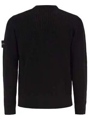 Stone Island Crew-neck Jumper With Ribbed Edges - Black