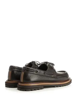 Fendi Pequin Leather Lace-up Shoes