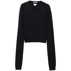 Prada Navy Wool V-neck Sweater - Blue