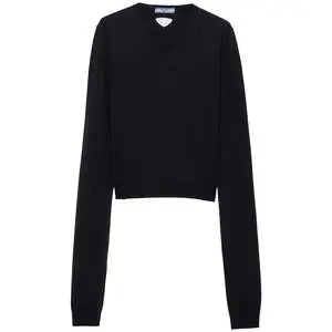 Prada Virgin Wool V-neck Sweater - Blue