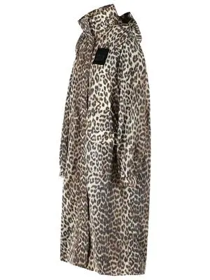 GANNI Leopard Print Polyamide Parka