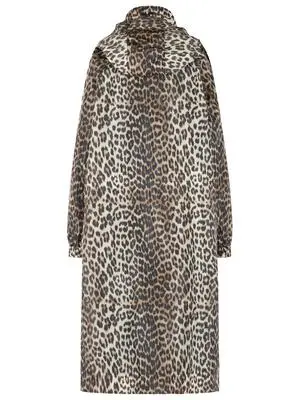 GANNI Leopard Print Polyamide Parka