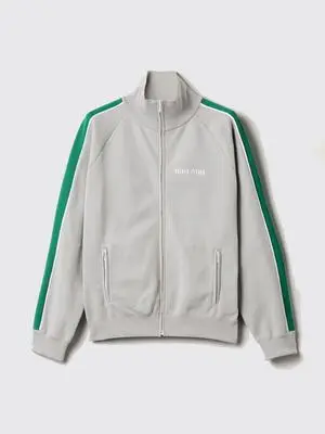 Miu Miu Polyamide Zip-up Sweatshirt With Embroidered Logo - Gray