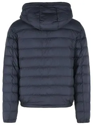 Moncler Navy Polyester Short 'vermeille' Hooded Down Jacket