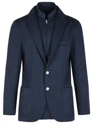 Eleventy Dark Cotton Blend Blazer - Blue