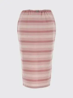Prada Striped Cotton Midi Skirt - Cream