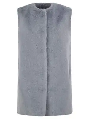 Herno Long Faux Fur-effect Gilet - Blue