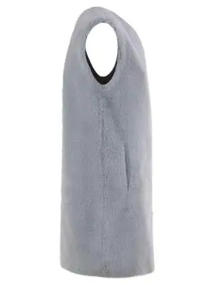 Herno Long Faux Fur-effect Gilet - Blue