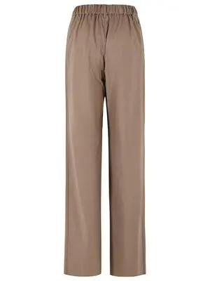 Max Mara Stretch Wool Wide Leg Trousers - Cream