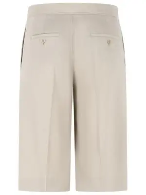 Max Mara Umile' Bermuda Shorts In Wool, Mohair And Sand Silk Tela - Cream