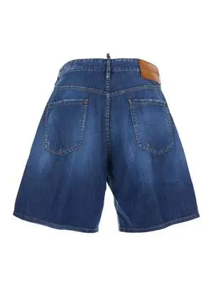 Dsquared2 Blue Shorts With Logo Patch On The Back And Detail On The Front In Denim For