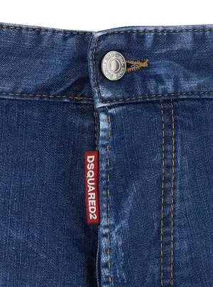 Dsquared2 Blue Shorts With Logo Patch On The Back And Detail On The Front In Denim For