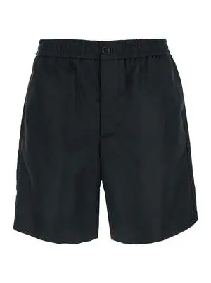 AMI Paris Black Shorts With Elastic Waist And De Coeur Detail On The Back In Tech Fabric - Multicolor
