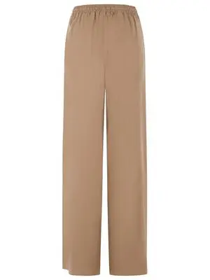 Max Mara Genero' Wide Trousers In Washed Hazelnut Silk