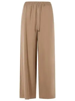 Max Mara Genero Wide Trousers In Washed Hazelnut Silk - Cream