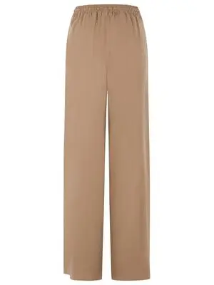 Max Mara Genero Wide Trousers In Washed Hazelnut Silk - Cream