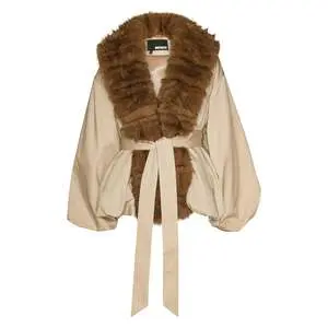 ROTATE BY BIRGER CHRISTENSEN Neutrals Jackets Faux Fur & Shearling Jackets - Cream
