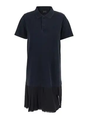 Balenciaga Black Layered Dress With Polo Shirt Style Collar And Safety Pin Detail In Cotton - Multicolor