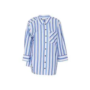 GANNI Cotton Striped Shirt - Blue