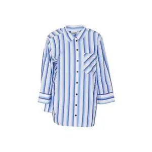 GANNI Cotton Striped Shirt - Blue