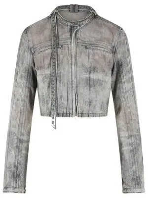 DIESEL® DIESEL Cotton Blend Cropped Jacket Gray