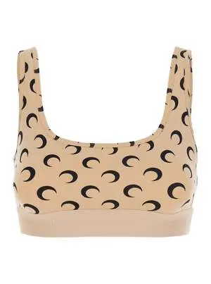 MARINE SERRE Moon Print Tech Fabric Sports Bra - Cream