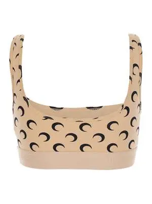 MARINE SERRE Moon Print Tech Fabric Sports Bra - Cream