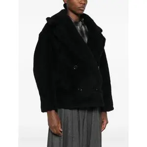 Max Mara Shearling And Alpaca Wool Double-breasted Jacket - Black