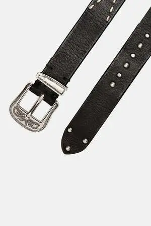 GOLDEN GOOSE Belt With Studs In Washed Leather