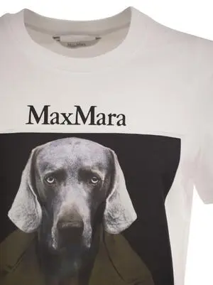 Max Mara Mxmcalca Cotton T-shirt With Graphic Print - White