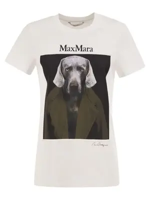 Max Mara Cotton T-shirt With Graphic Print - White