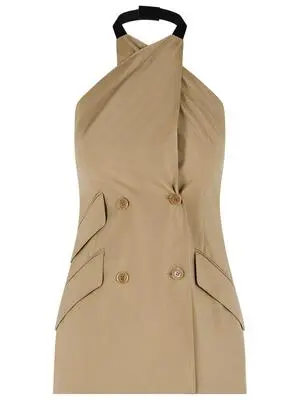 Max Mara Nuraghe' Sleeveless Jacket In Camel Wool And Silk Poplin - Cream