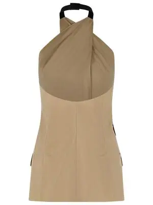 Max Mara Nuraghe Sleeveless Jacket In Camel Wool And Silk Poplin - Cream