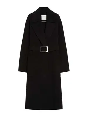 Sportmax Cappotto A Vestaglia In Pura Lana Nero - Black
