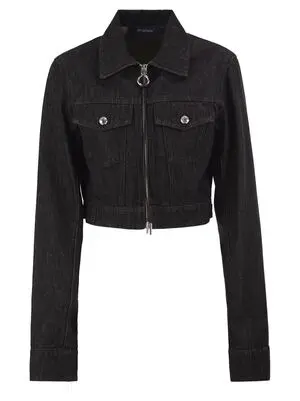 Sportmax Spdpepe Cropped Cotton Denim Zip Jacket