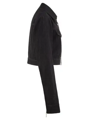 Sportmax Spdpepe Cropped Cotton Denim Zip Jacket