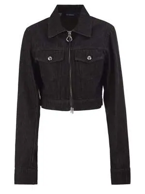 Sportmax Spdpepe Cropped Cotton Denim Zip Jacket - Multicolor