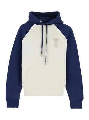 AMI Paris Boxy Fit Hoodie With De Coeur Knitted Patch