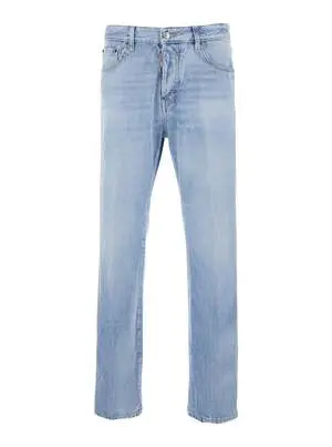 Dsquared2 642' Light Bluejeans With Logo Patch On The Back And Bleach Effect In Denim For - Multicolor