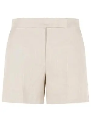 Max Mara Landa' Shorts In Sand-coloured Linen Mat - Cream