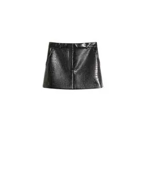 Sportmax Patent Leather Alligator Mini Skirt - Black