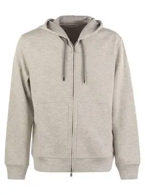 Brunello Cucinelli Cotton, Cashmere And Silk Fleece Zipped Topwear - Cream