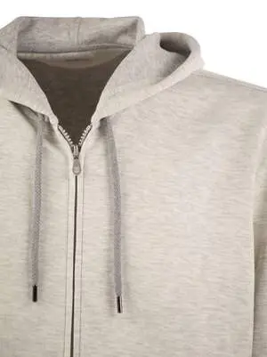 Brunello Cucinelli Cotton, Cashmere And Silk Fleece Zipped Topwear - Cream